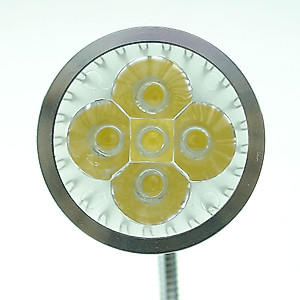 QUANS 5W 5x1W Cool White 19.68inch Clamp Clip on Gooseneck High Power LED Desk Table Light Lamp Ultra Bright Silver (Silver (Cool White))