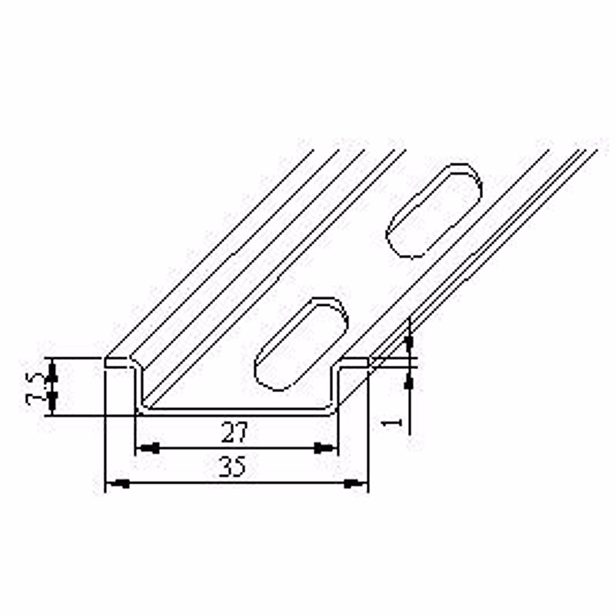 DIN Rail - 350 mm (~14 Inch(13.8")) New Pre-Cut 35x7.5mm Slotted Steel RoHS Compliant Plated