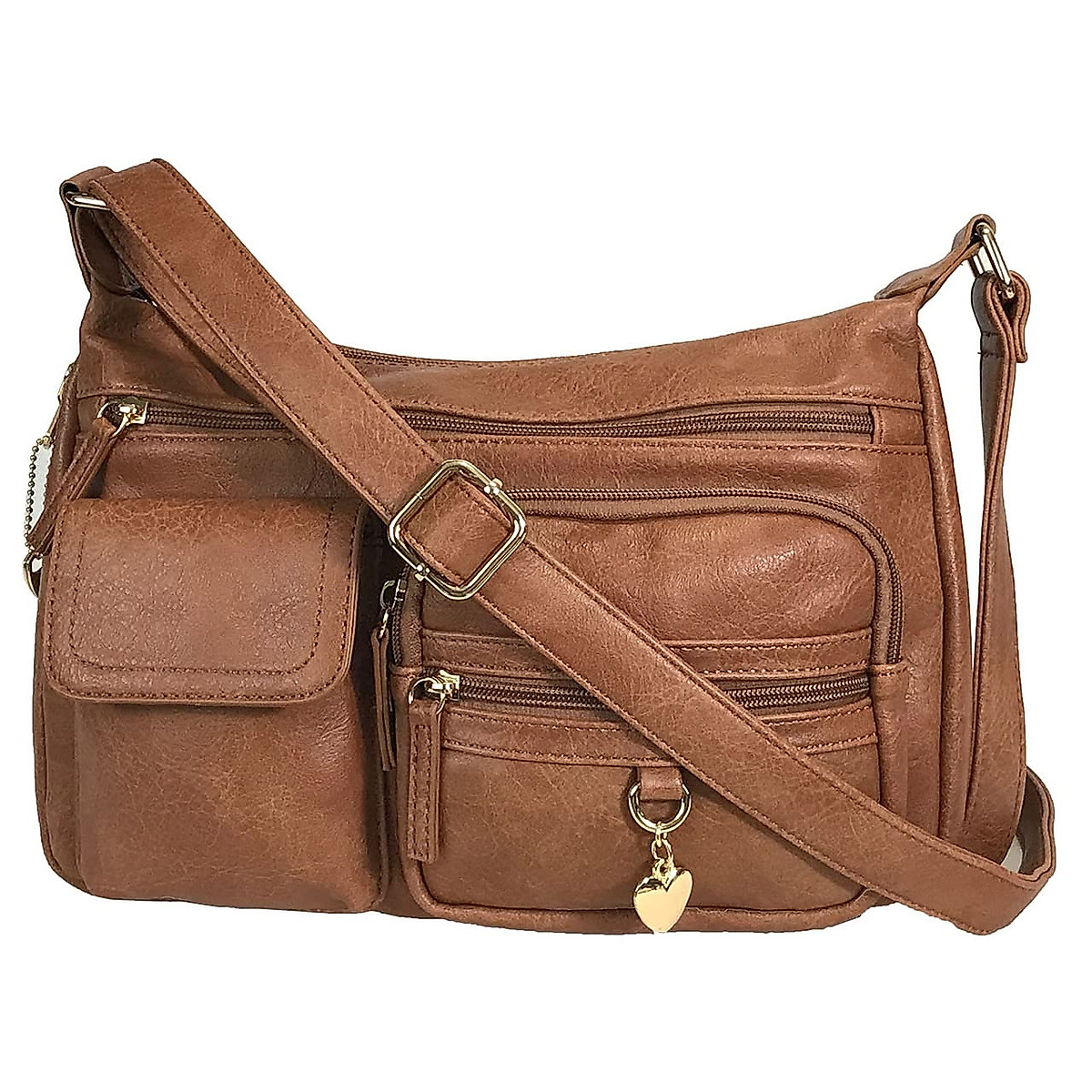Zzfab Front Pockets side Locking Concealed Carry Purse for Women Small CCW Crossbody Bag Brown
