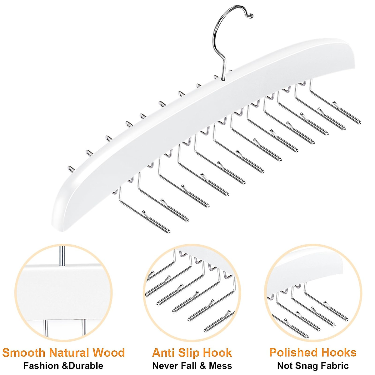 Resovo Upgrade Tank Top Hanger Closet Storage and Organizer for Closet Tank Top Organizer Space Saving 24 Metal Hooks Closet Organizer and Storage for Tank Top, Cami, Tie etc.White