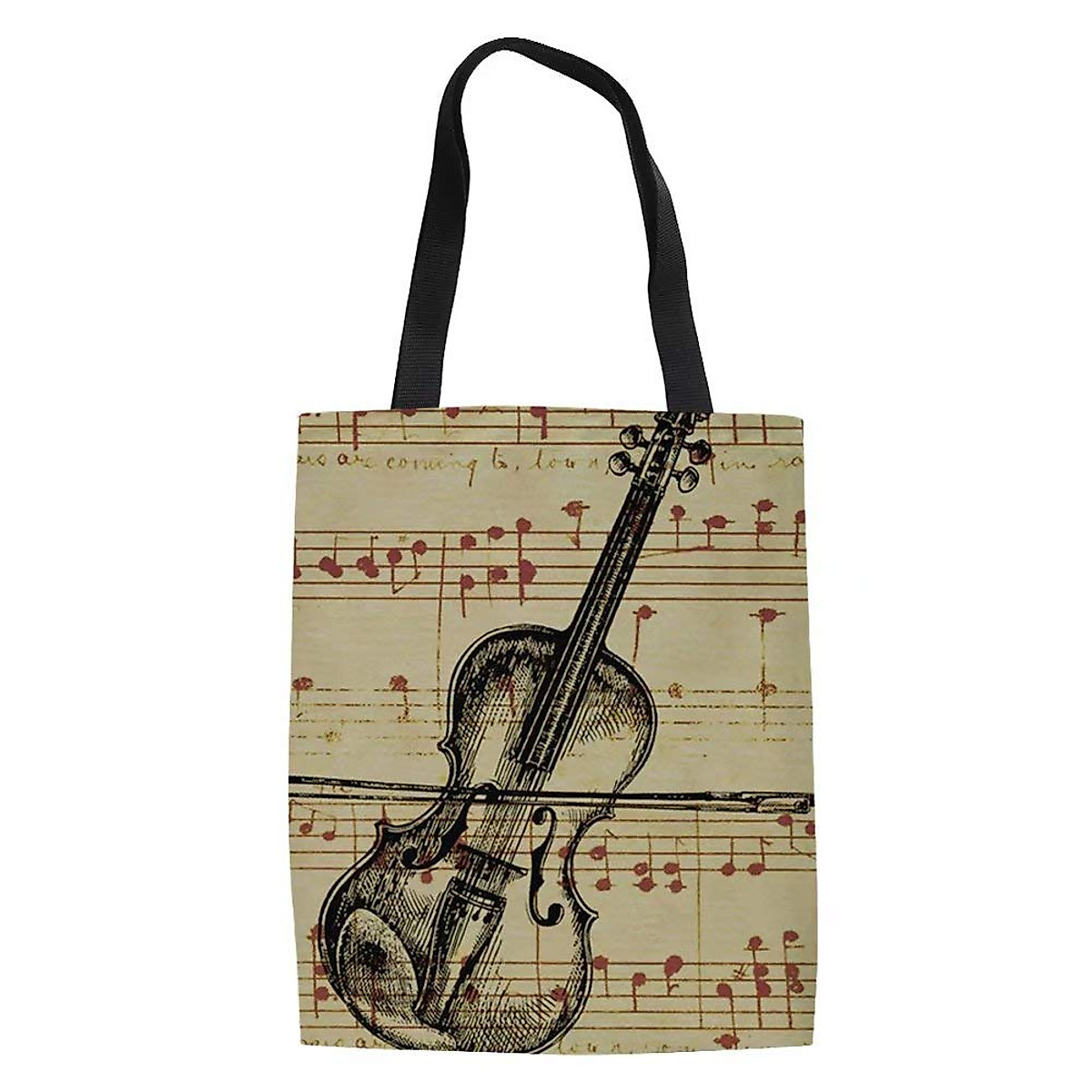 Beauty Collector Violin Canvas Tote Bag Shoulder Bag Handbags Shopping Bag Gift Bag for Party