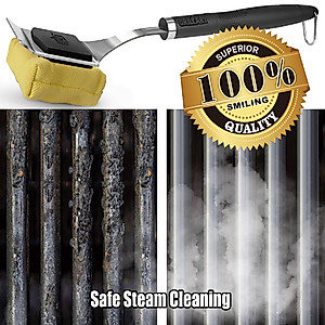 GRILLART Grill Brush for Outdoor Grill Bristle Free - Reinforced Grill Cleaner Scraper BBQ Brush - Replaceable Head Barbecue Grill Cleaning Brush - Safe BBQ Accessories Grill Tools - Gifts for Men/Dad