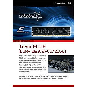 TEAMGROUP Elite DDR4 32GB Kit (2 x 16GB) 2666MHz (PC4-21300) CL19 UDIMM 288 Pin Desktop Memory - TED432G2666C19DC01