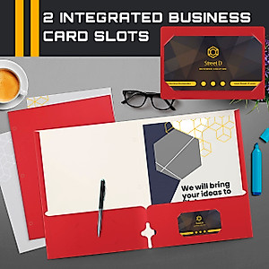 Two Pocket Portfolio Folders, 50-Pack, RED, Letter Size Paper Folders, by Better Office Products, 50 Pieces, Red