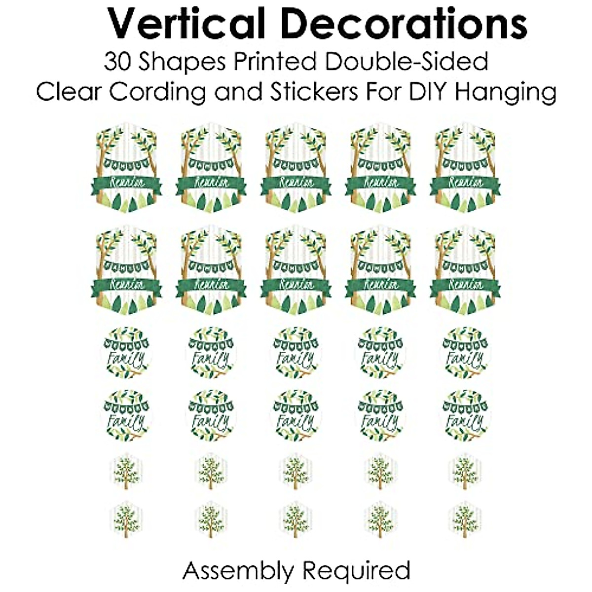 Big Dot of Happiness Family Tree Reunion - Family Gathering Party DIY Dangler Backdrop - Hanging Vertical Decorations - 30 Pieces