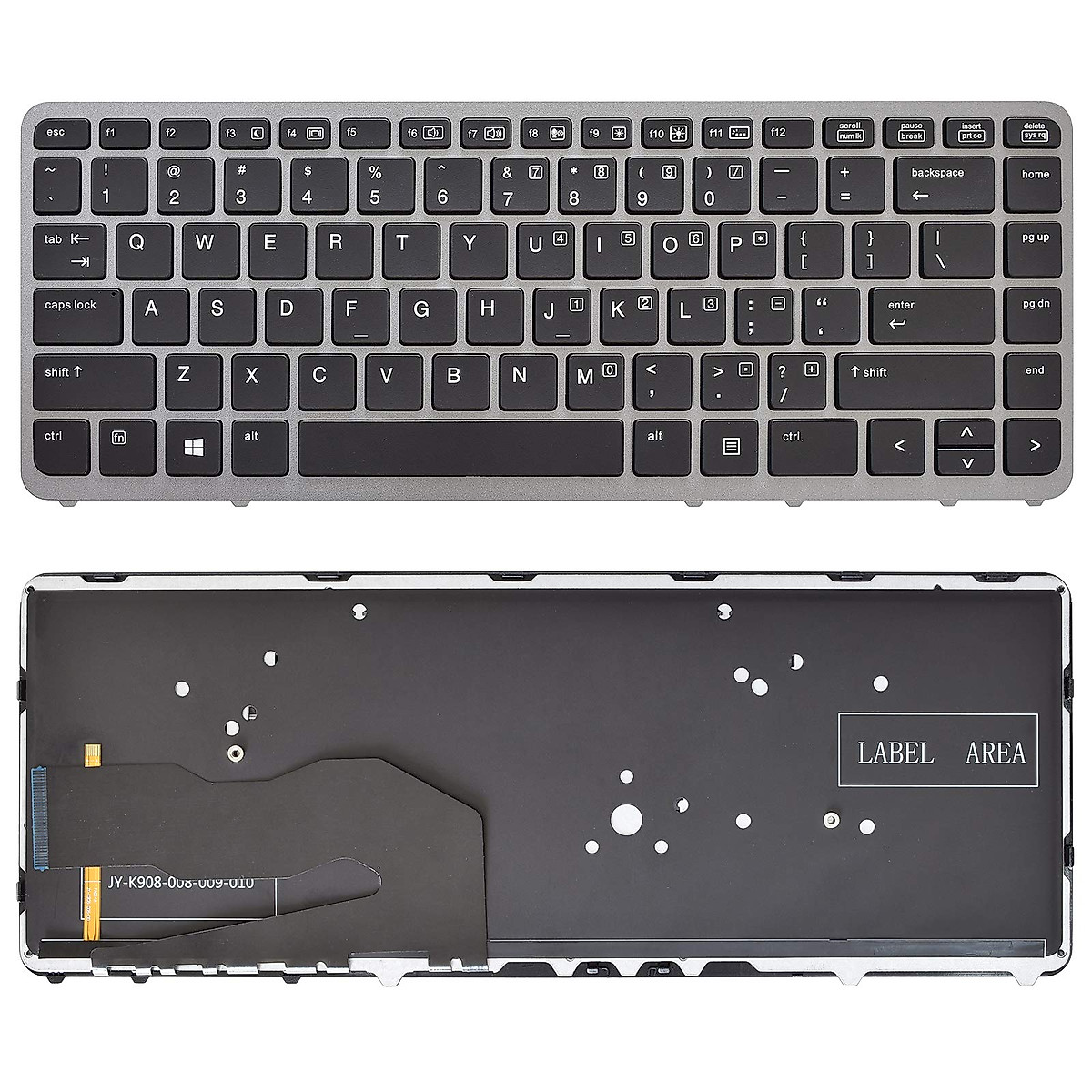 SUNMALL Laptop Keyboard Replacement with Backlit (Without Pointer) Compatible with HP EliteBook 840 G1 G2 / 850 G1 G2 / 745 G1 G2/HP ZBook 14 Series Laptop US Layout (with Silver Frame)