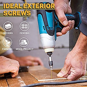LIONMAX Deck Screws 2 Inch, Wood Screws #8 x 2, 200 PCS, Rust Resistant, Exterior Epoxy Coated, Outdoor Decking Screws, Torx/Star Drive Head Screw, T25 Star Bit Included, Tan