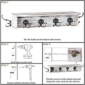 Tektalk Coat Hooks Coat Rack with 6 Double Hook Wall Mounted Coat Hat Hanger Hooks for Entryway, Bedroom, Kitchen, Bathroom - Gray