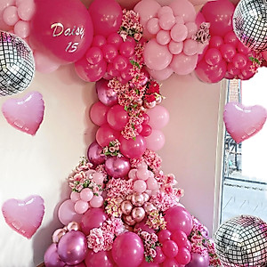 GoExquis 200PCS Hot Pink Metallic 22"18"14"10" Balloon Arch Garland Birthday Baby Shower Bridal Shower Valentine Engagement Wedding Party Decorations Supplies