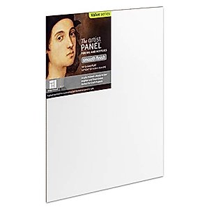 Ampersand Art Supply Wood Gesso Artist Painting Panel: Primed Smooth, 1/8 Inch Depth, 11" x 14"