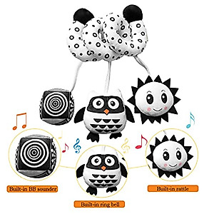 KAKIBLIN Crib Decorations Toy, Baby Crib Toy Hanging Decorations Plush Toys for Crib Bed Stroller Spiral Plush Toys Car Seat Travel Toy for Infant, Owl