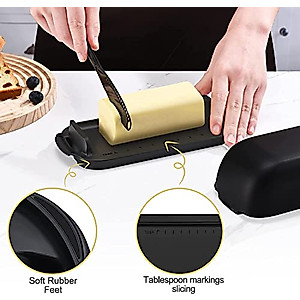 Butter Dish with Lid, Butter Container Holds for Countertop, Unbreakable Butter Keeper for Home Kitchen Decor, Perfect for East/West Coast Butter, BPA-free, Microwave/Dishwasher Safe (Black)