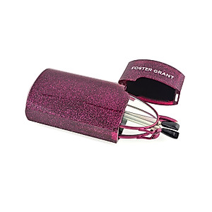 Foster Grant Gideon Rectangular Flat Micro Reading Glasses for Women, Magenta/Transparent, 64 mm + 1.5