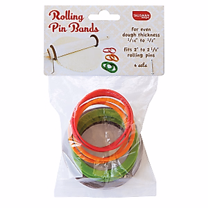Talisman Designs Silicone Rolling Pin Bands | 8 Piece Set | Ensure Dough Thickness | Baking Accessories | Rolling Pin Rings | Bands for Rolling Pin | Rolling Pin Thickness Rings
