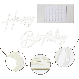 MASTRON Happy Birthday Sign for Backdrop - Felt Happy Birthday Sign for Balloon Arch Birthday Party Balloon Arch Backdrop Decorations for Birthday Party Baby Shower - White