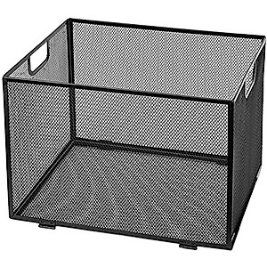 Meshist Mesh Hanging File Folder Box Organizer, Office Metal File Foldable Storage Crate,Letter Size, Black.