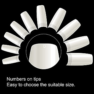 500PCS Half Cover False Nails Tips - Acrylic Nail Tips, krofaue 10 Sizes Lady French Style Acrylic Artificial Tip Manicure with Box for Nail Tips Art Salons and Home DIY