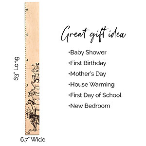 Headwaters Studio Wooden Growth Chart for Wall - Wood Height Chart for Kids Child Height Wall Chart Wood Growth Chart for Kids Kid Height Wall Chart, Height Measurement-Farm Animals-Natural-63" x 6.7"