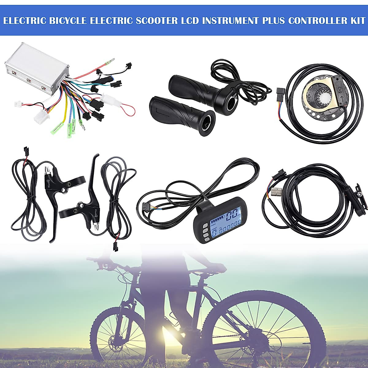 YOLUFER 24V/36V 250W/350W Brushless Motor Controller Kit Electric Motor Control with LCD Panel for E-Bike Electric Bike Scooter