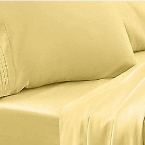 King Size Sheets - Breathable Luxury Bed Sheets with Full Elastic & Secure Corner Straps Built In - 1800 Supreme Collection Extra Soft Deep Pocket Bedding Set, Sheet Set, King, Yellow
