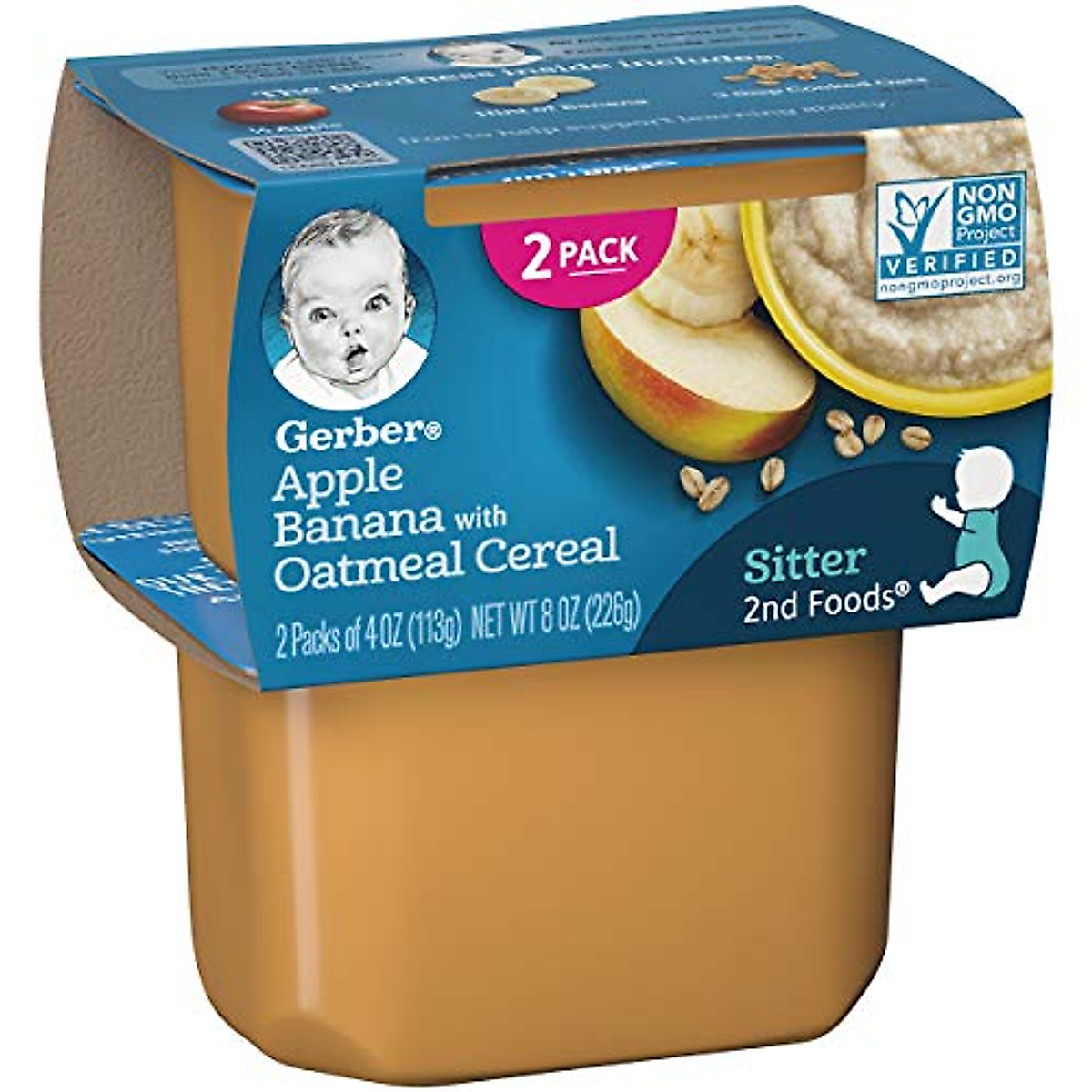 Gerber Baby Food, 2nd Foods, Apple Banana with Oatmeal, 8 OZ 2 count (Pack of 4)