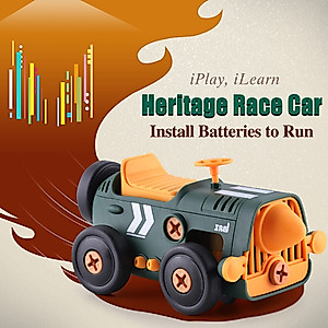 iPlay, iLearn Take Apart Toy Vehicle Playset, Kids Assembly Build Set W/Screwdriver, Vintage Electronic Motor Car Boat Airplane Train, Preschool STEM, Birthday Gifts for 3 4 5 6 7 Year Old Boys Girls