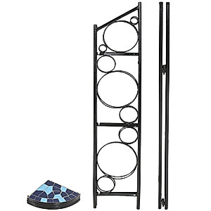 Sunnydaze 44" 3-Tier Outdoor Metal Corner Folding Mosaic Plant Stand - Blue