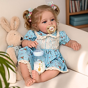 JIZHI Lifelike Reborn Baby Dolls - 18 Inch Realistic-Newborn Baby Dolls Blond Girl Handmade Real Life Toddler Dolls with Clothes for Kids Age 3+