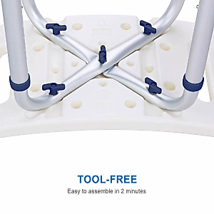 Zler Shower Chair, Adjustable Shower Seat 300lb, Medical Tool Free Shower Chair for Bathtub, Heavy Duty Shower Stool, Bath Seat Bench for Elderly, Senior, Handicap, Disabled