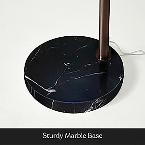 Brightech Mason Arc Floor Lamp - Modern Corner Standing Lamp with Unique Hanging Drum Lamp Shade for Living Room - Bright Overhead, Curved Hanging Light for Bedroom. Library, Den - Bronze