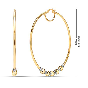 Charmsy 925 Sterling Silver 14K Gold-Plated Antique Balinese Click Top Hoop Earrings for Women 60MM