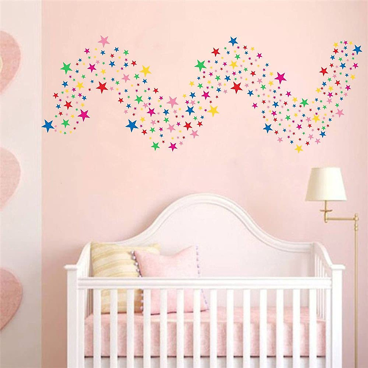 ANFRJJI Colorful Star Wall Sticker - Colorful Star Wall Decal - Colorful Star Wall Art - PVC Removable Wall Decor for Kids Room - Rainbow Colors Primary 6 Colors Star Decals - 318 piece Color Stars