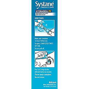 ALCON Systane Hydration Preservative-Free Lubricant Eye Drops, Transparent, 0.6 Fl Oz, 30 Count