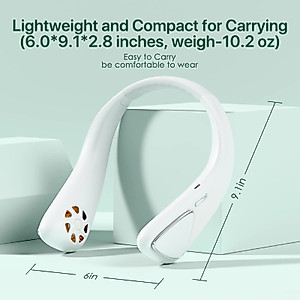 Housmile Neck Fans Portable Rechargeable, Neck Fan 4000 mAh Battery Operated Portable Neck Fan, No Hair Twisting, Leafless, USB Powered Wearable, 3 Speeds for Outdoor Indoor-White