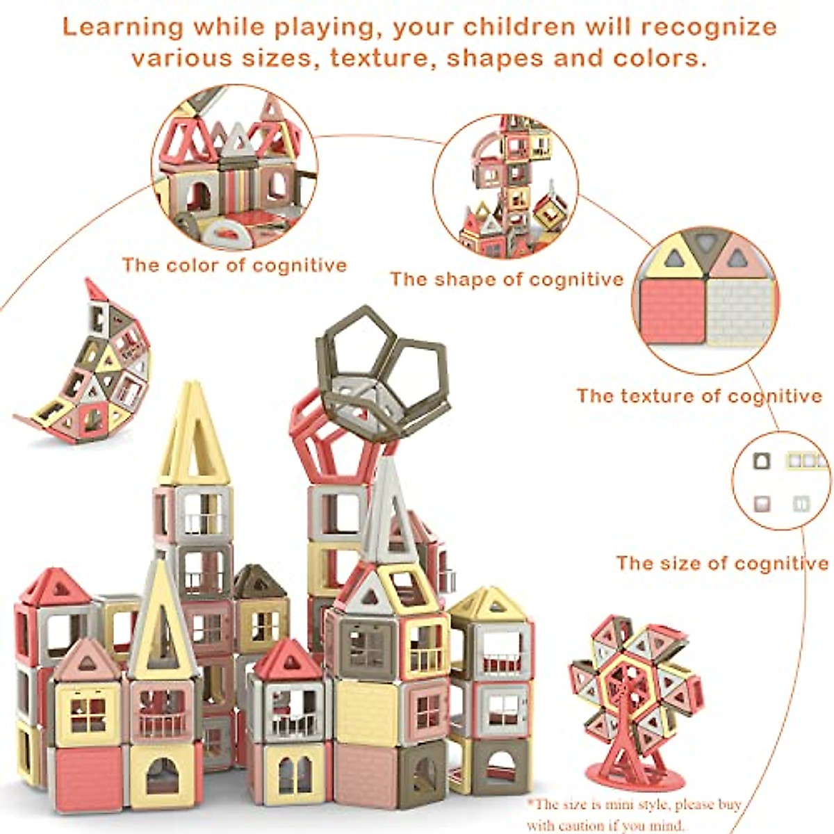 AOMIKS 151 PCS Set Magnetic Building Blocks Tiles for Kids Learning & Educational STEM Mini Building Toys for Girls and Boys Ages 3 4 5 6 7 8 Years Old 3D Magnetic Tiles