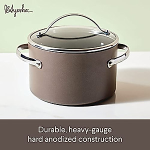 Ayesha Curry Kitchenware Professional Hard Anodized Nonstick Sauce Pot/Saucepot/Saucepan with Lid, 4 Quart, Charcoal