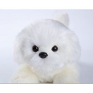 CU-MATE Maltese Stuffed Animal Simulation Dog -Realistic & Lifelike Soft Handmade Lying Dog Plush Toy Puppy -Present Gift for Boys and Girls