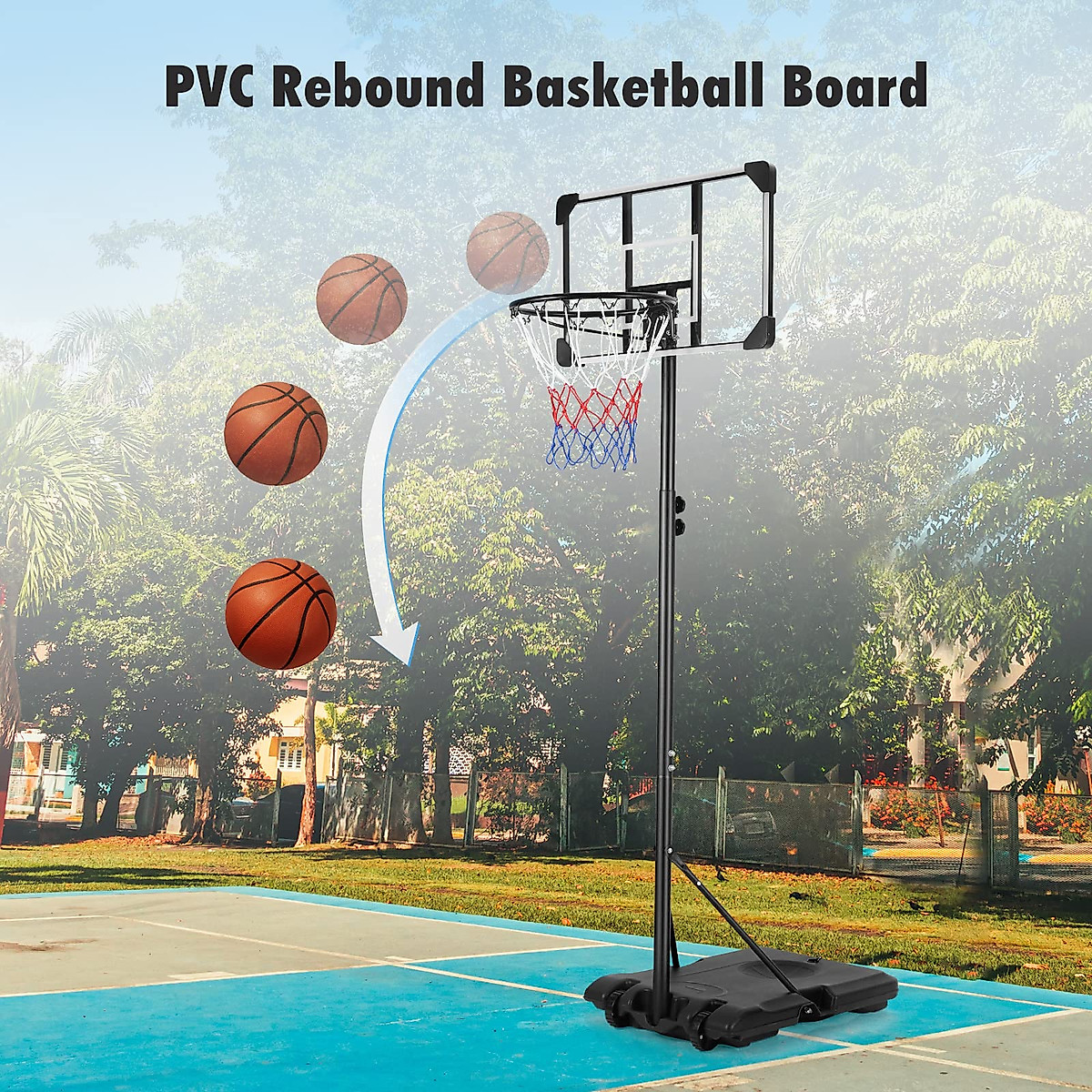 Basketball Hoop 28IN Basketball Goal Basketball Hoop Outdoor with 5.8ft-7ft Height Adjustable Basketball Backboard & Wheels Basketball Equipment for Adults Indoor Outdoor Gym Use