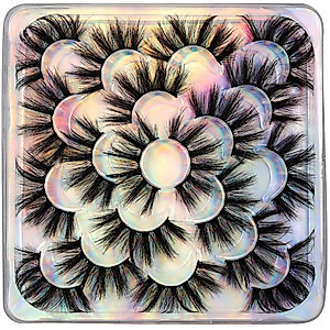 False Eyelashes 25MM Long 6D Faux Mink Lashes Fluffy Volume Look Strip False Lashes Wispy Dramatic 10 Pairs Sets Pack Fake Lashes Bulk by Zenotti