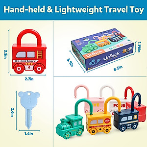 GKDOMS Montessori Learning Toys Sorting & Matching Locks and Keys Toddlers Sensory Car Activity Fine Motor Toy, Thank You Birthday Gifts for Kids Age 2-5 Years, Back to School