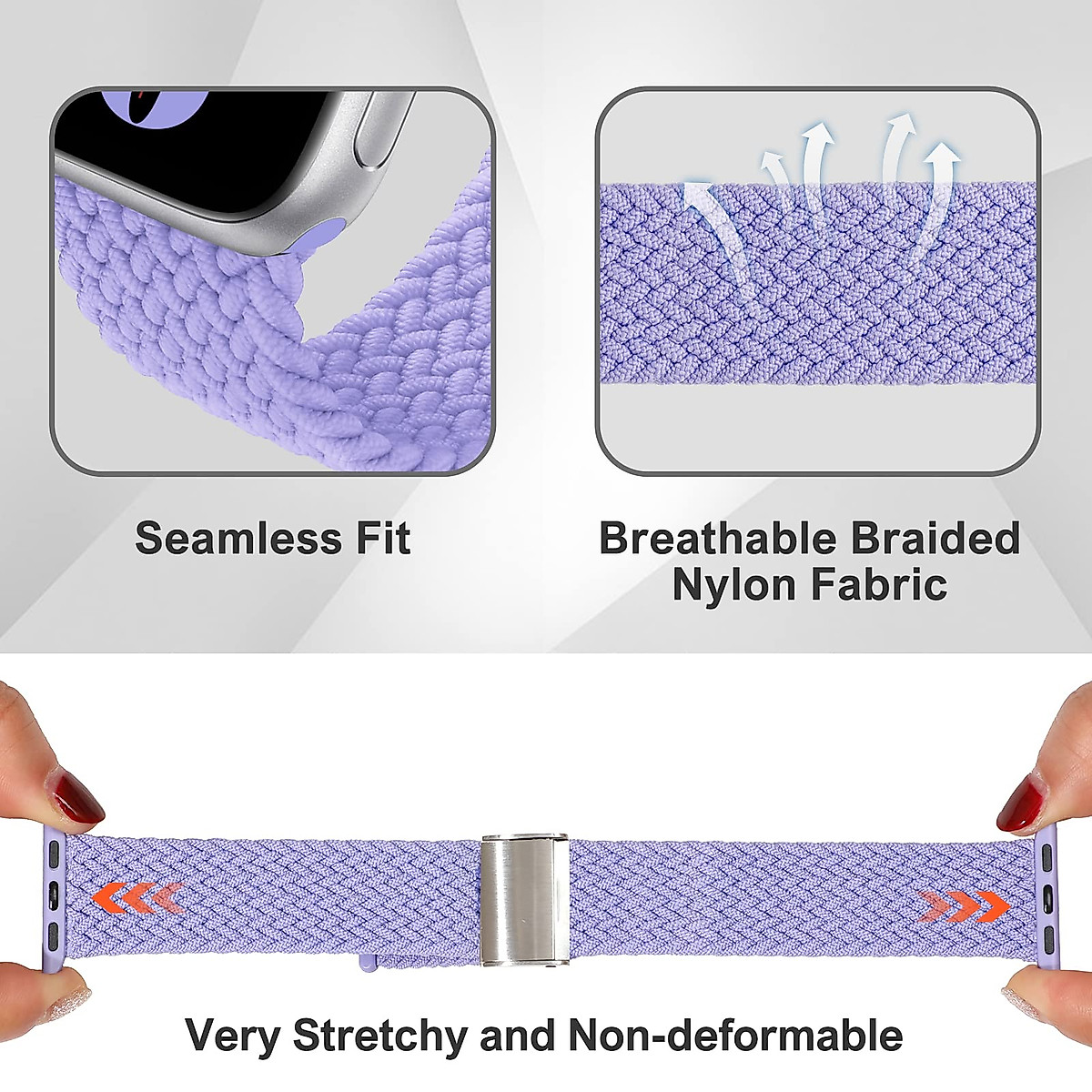 Bandiction Braided Solo Loop Stretchy Elastic Band Compatible with Apple Watch Band 38mm 40mm 42mm 44mm 41mm 45mm 49mm, iWatch Bands Women Men with Buckle for iWatch Ultra Series 8/7/6/SE/5/4/3/2/1