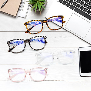 5 Pack Blue Light Blocking Reading Glasses Fashion Square Computer Readers for Women Men, Anti UV Ray Nerd Eyeglasses (5 Mix, 0.5)