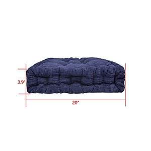 ChezMax Floor Pillow & Cushion, Large Meditation Chair Cushions, Thick Square Seat Pad, Soft Velvet Tufted Seating Pouf for Indoor/Outdoor Yoga Bench Rocking Chair Room Tatami Sofa, Dark Blue 20"x20"