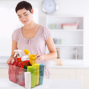 Clear Plastic Storage Bins with Lids, Perfect for Pantry Organization and Storage or Kitchen Organization, Fridge Organizer Plastic Bins, Pantry Organizer and Storage Bins, Cabinet Organizers
