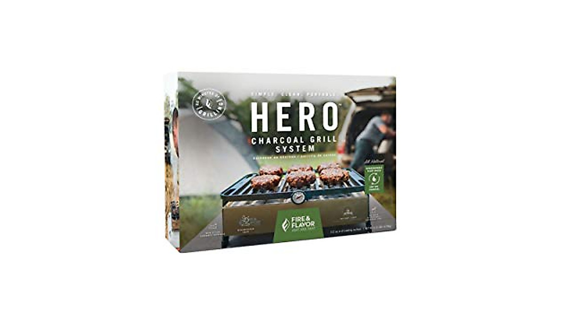 Fire & Flavor Hero Grill System - Portable Charcoal BBQ for Camping ...