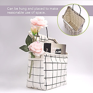 River-CJ 2 Pcs Wall Hanging Storage Bag, Cotton and Linen Waterproof Closet Storage Bag, Over The Door Hanging Storage Organizer, for Bedroom, Bathroom, Hallway, Entryway (Off White)