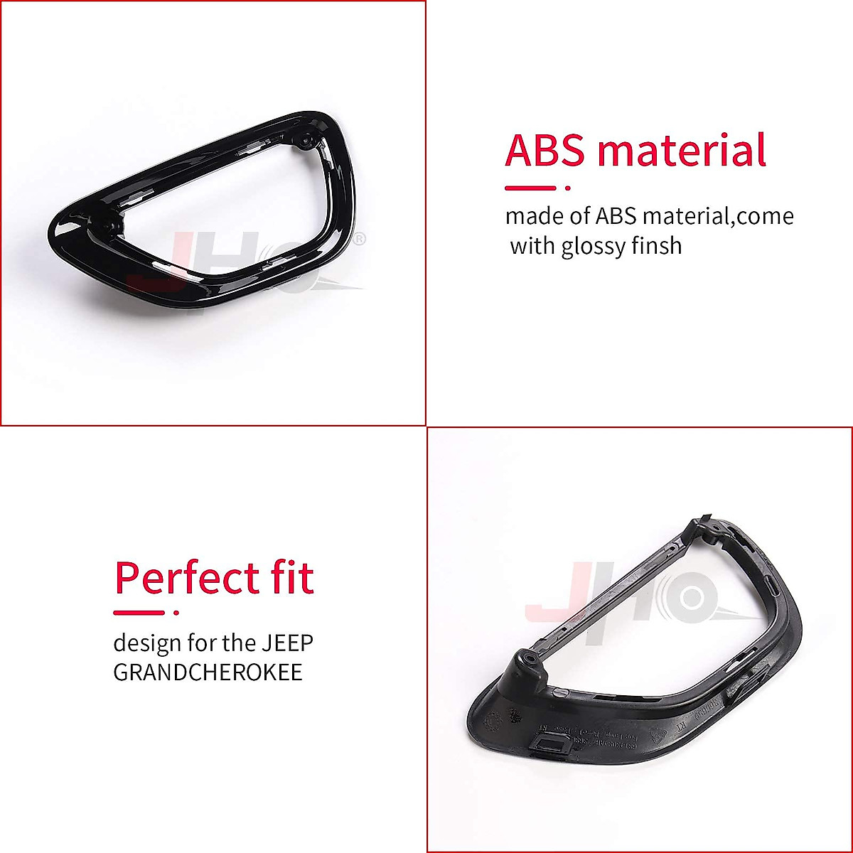 JHO Car Front Fog Lights Cover Trim Fog Lamp Frame Replace for Jeep Grand Cherokee 2014-2016 2015 Limited Accessories(Black)