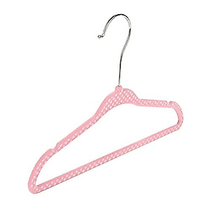 Pink Polka Dot Velvet Clothes Hangers for Baby Nursery and Kids Closet, Ultra Thin, Nonslip (11 Inches, 50 Pack)