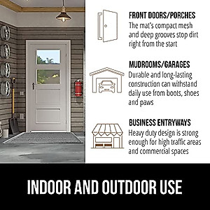 Gorilla Grip Stain and Fade Resistant Dirt Grabber Mesh Door Mat, Low-Profile, Heavy Duty Quick Dry Striped Doormat, Mats for Indoor or Outdoor Entry, Shoe Scraper, Garage Entrance Mat, 35x23, Gray