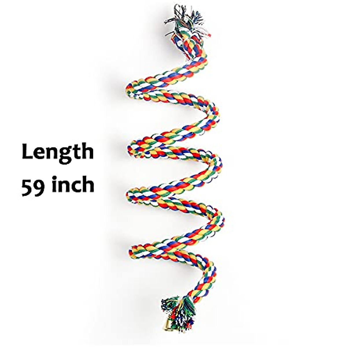 Littledropet Sugar Glider Toys for Climbing and Chewing, Squirrel Hanging Cotton Rope Toy for Rat Hamster,Bird Parrot Perch Swing Toy Cage Accessory 59inch (Length-59inch, Multi-Colored)